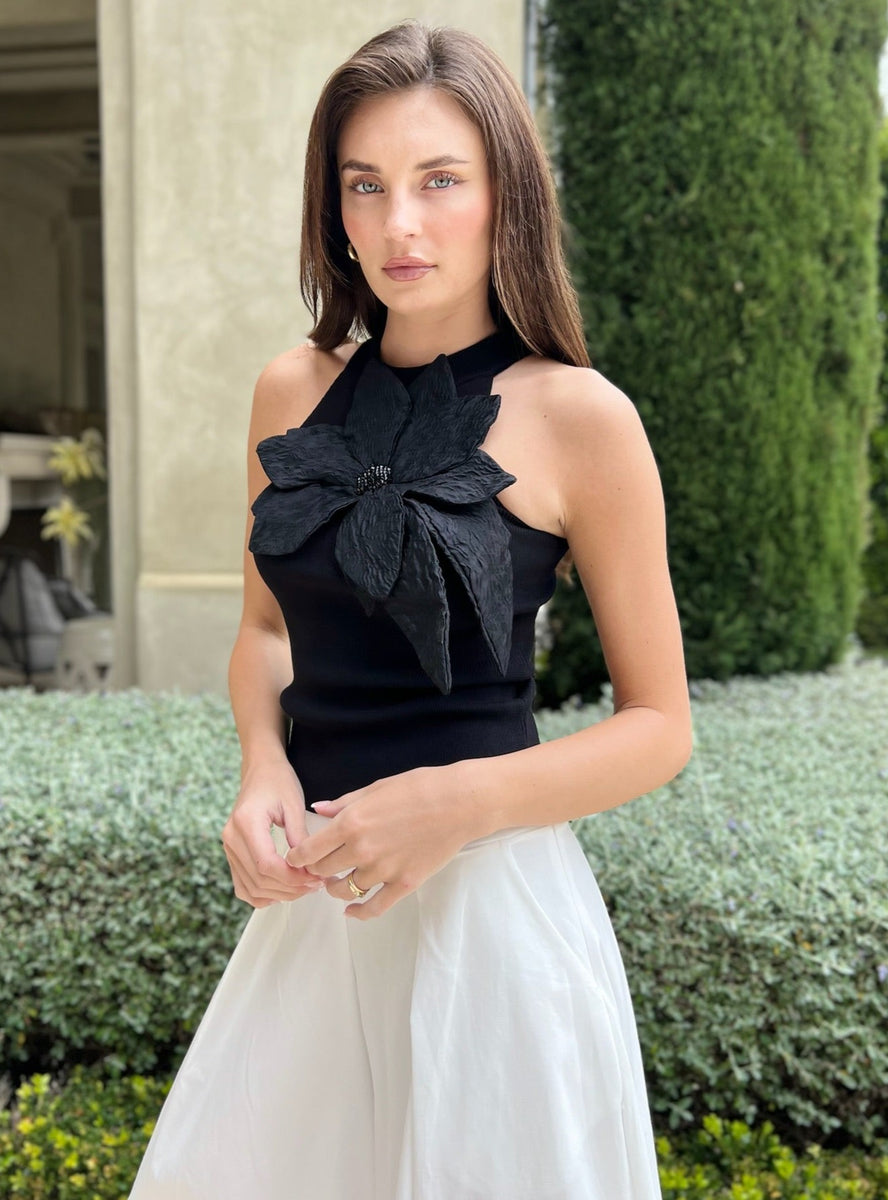 Anita Floral Statement Tank Top - Black – Benaar LA