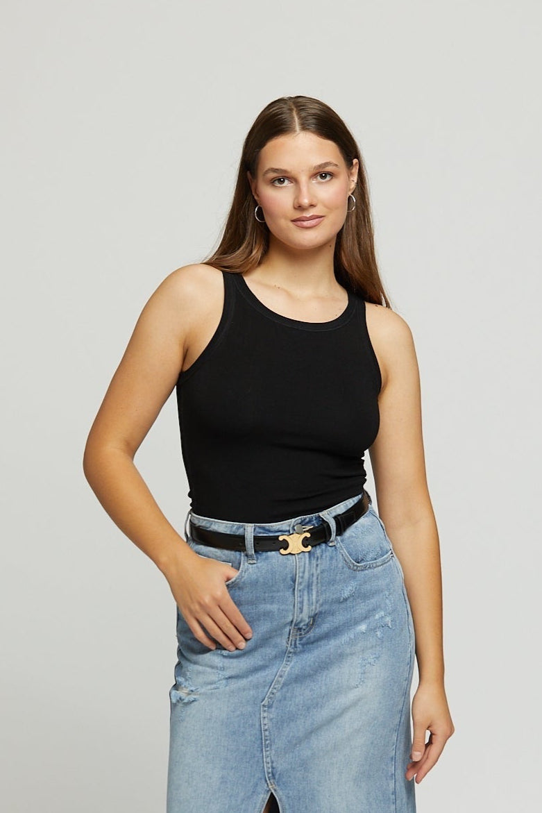 Kat High Neck Tank Top - Black – Benaar LA