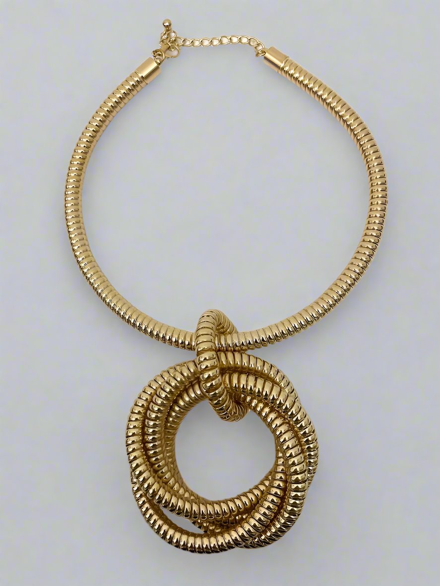 Nadia Gold Coil Circular Drop Necklace – Benaar LA