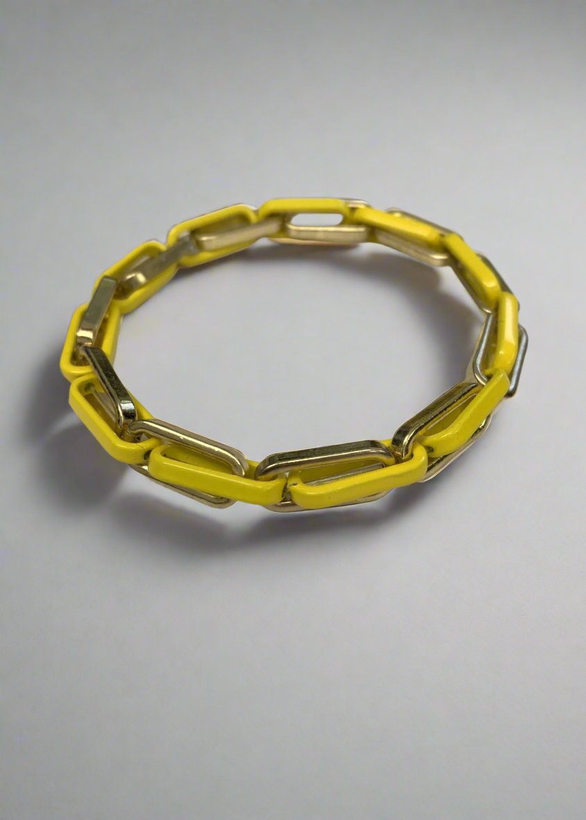 Gretchen Yellow and Gold Thin Chain Link Elastic Bracelet – Benaar LA